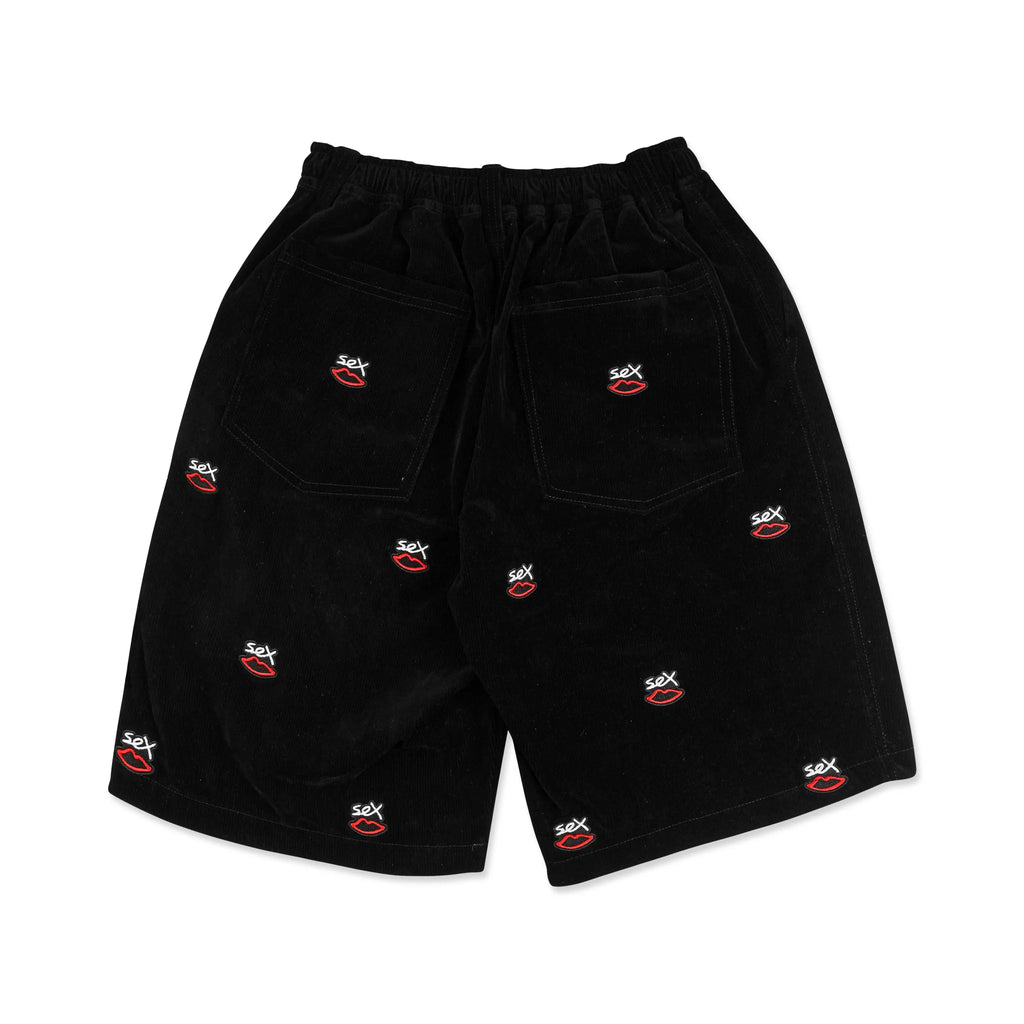 Sex Skateboards Mini Sex Logo Straight Fit Corduroy Shorts Black
