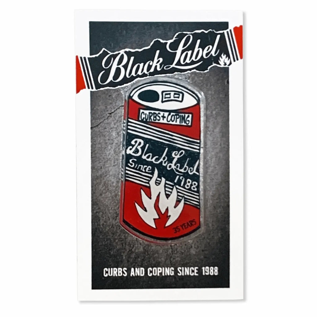Black Label Skateboards 35 Years Can Lapel Pin Badge – Slugger Skate Store