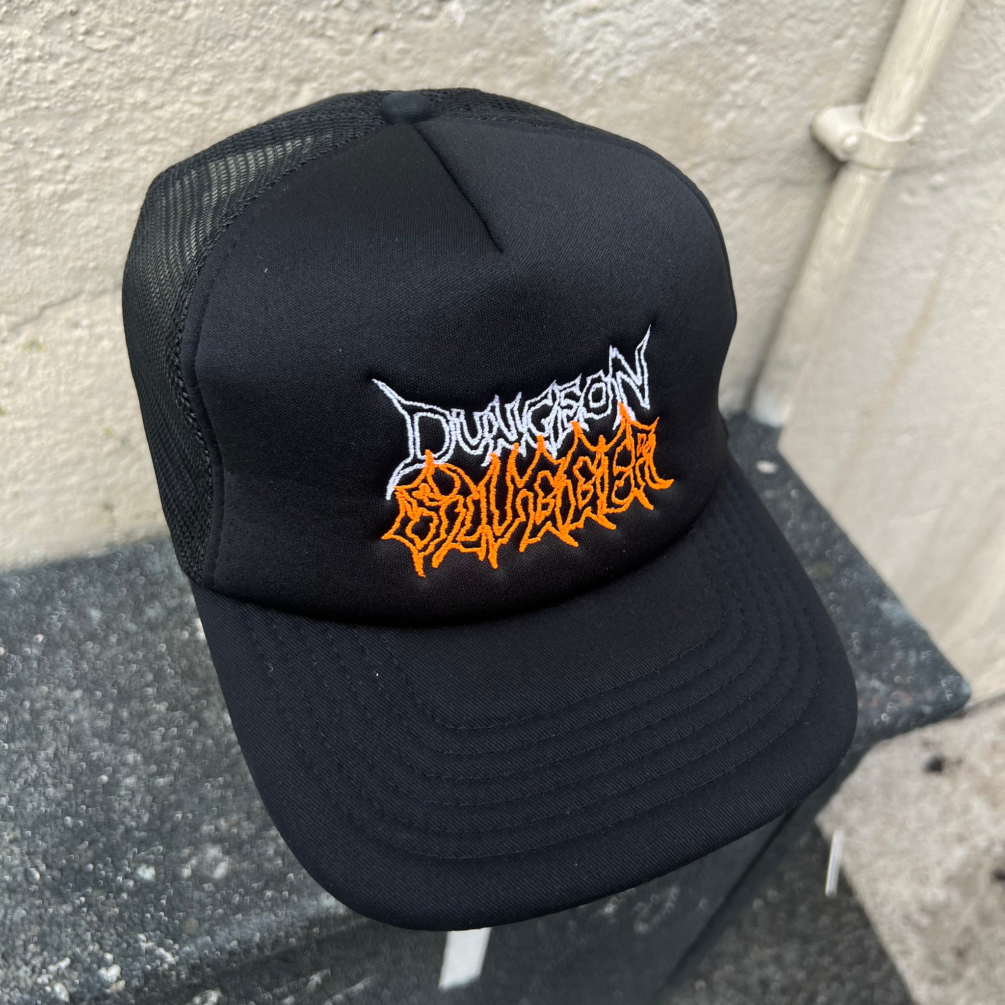 Dungeon X Slugger Collab Cap - Black Mesh Back (Orange Stitch ...