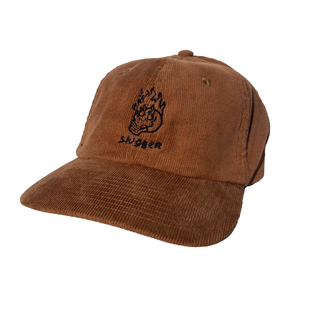 Slugger Flaming Skull 6 Panel Cord Strapback Cap - Brown – Slugger ...