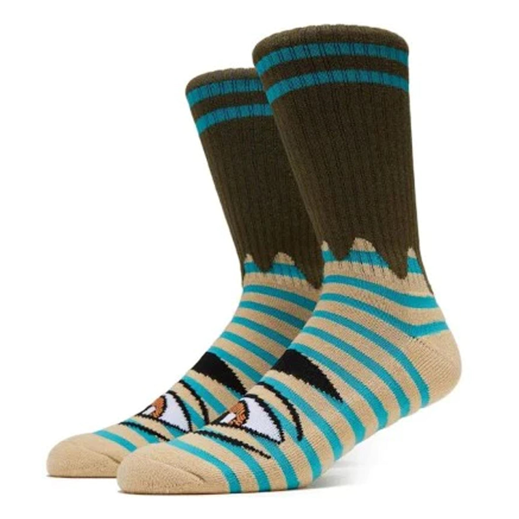 Toy Machine Sect Eye Stripe Socks - Tan / Olive – Slugger Skate Store