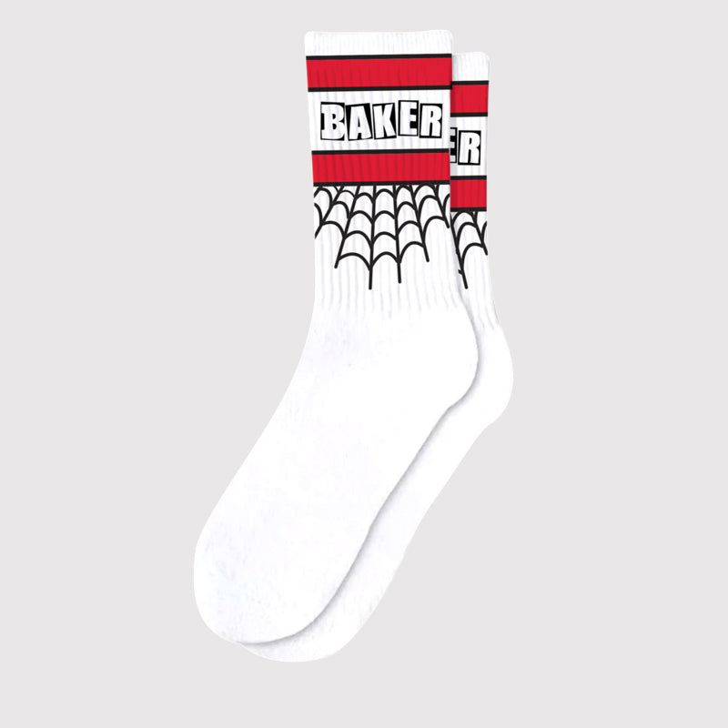 Baker Crew Web Socks - White/Red (pair) – Slugger Skate Store